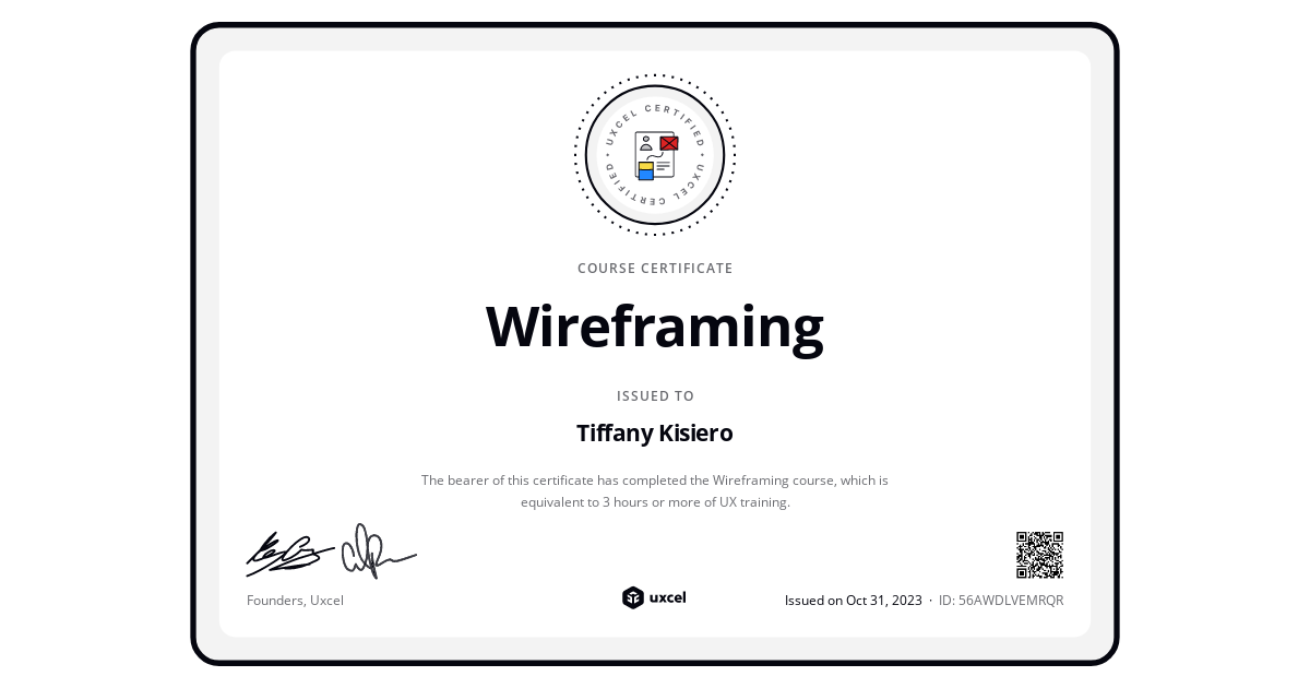 Uxcel Course Certificate of Completion | Uxcel Uxcel Course Certificate of Completion | Uxcel